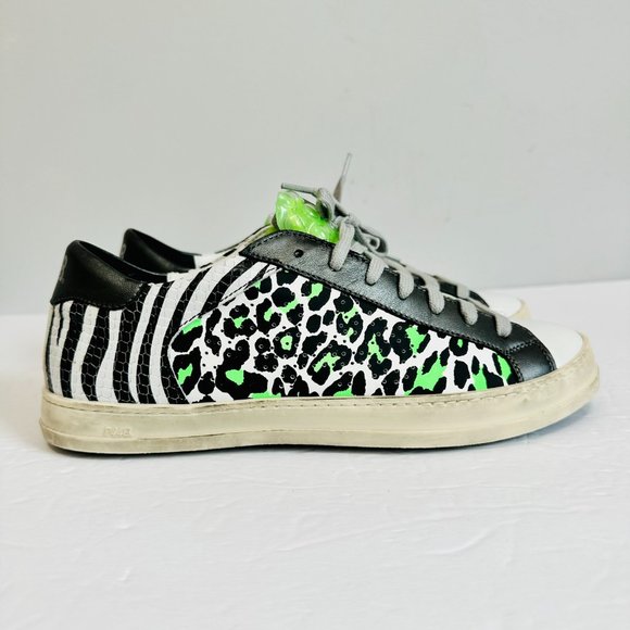 P448 | Shoes | Nwot P448 Neon Animal Print Mixed Media Sneakers Made In ...
